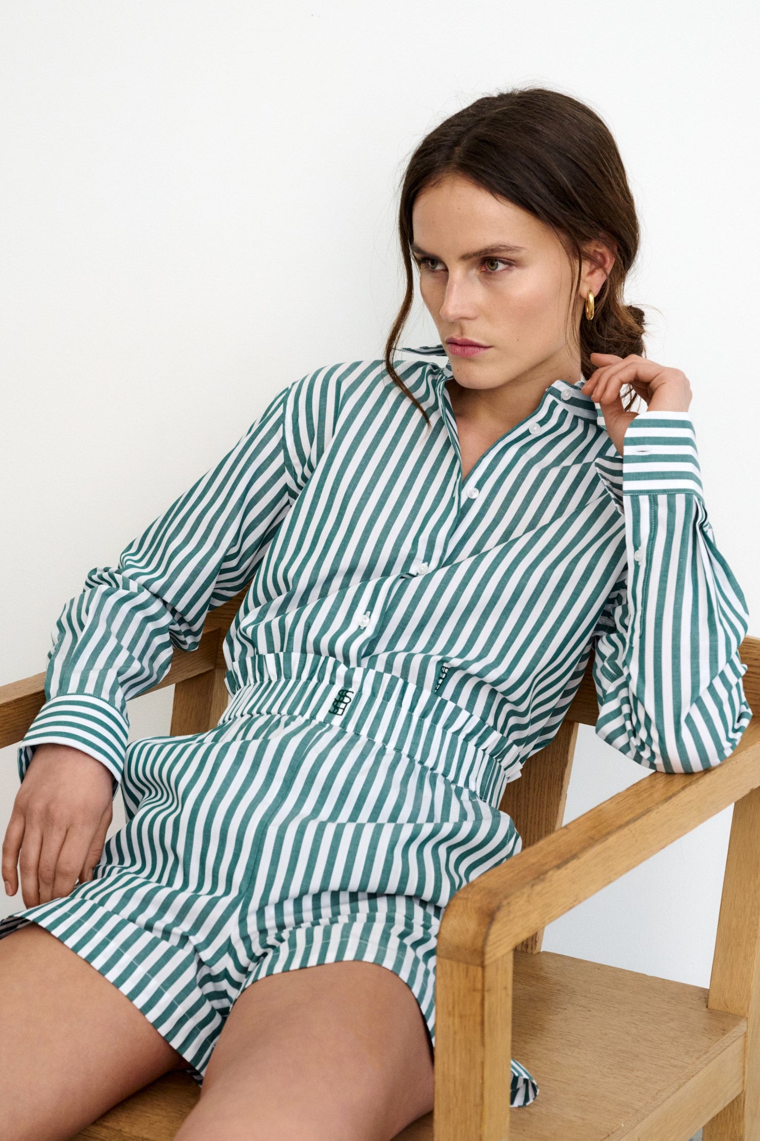 Short Erica x Lydia Tomlinson - popeline de coton verte | SESSEI
